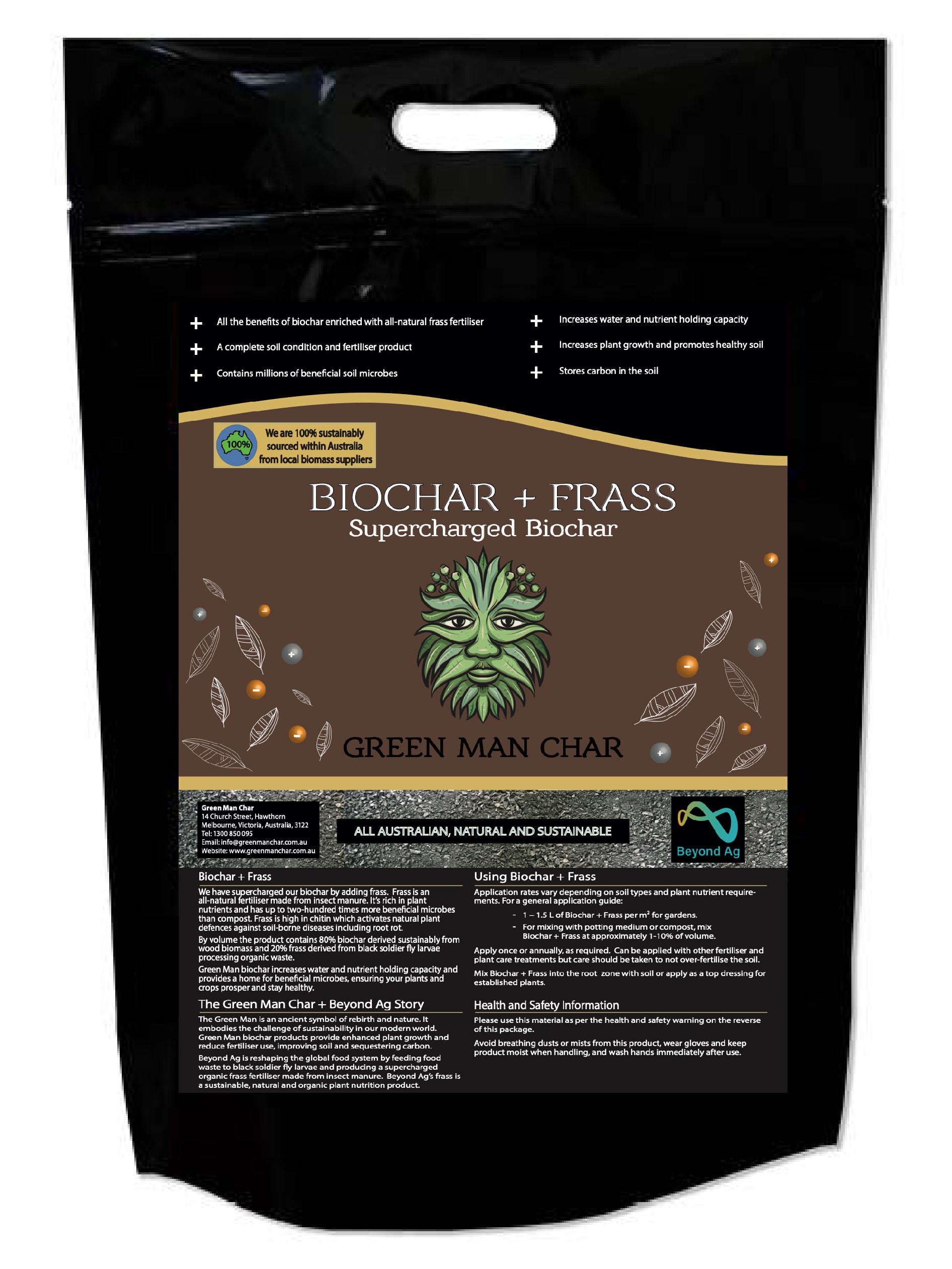 Green Man - Biochar + Frass – 1L Bag – Foodcube Australia Pty Ltd